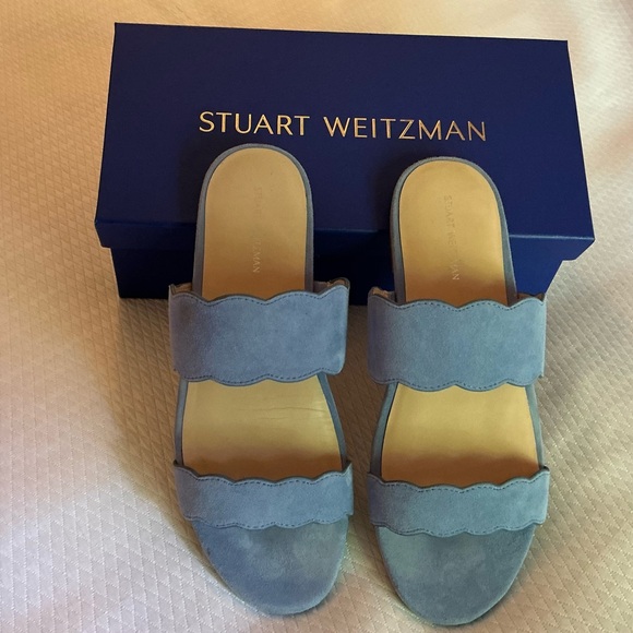 Stuart Weitzman | Shoes | Stuart Weitzman Blue Suede Sandals With ...